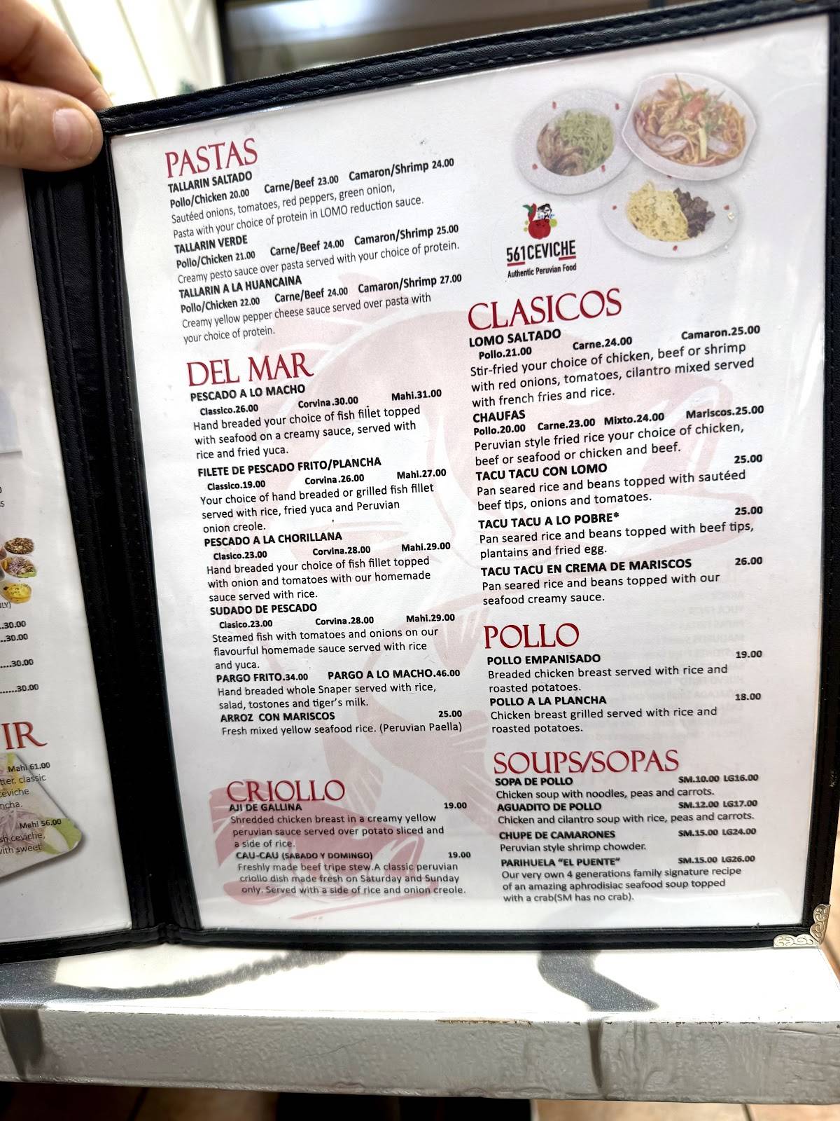 Menu at 561CEVICHE restaurant, Royal Palm Beach