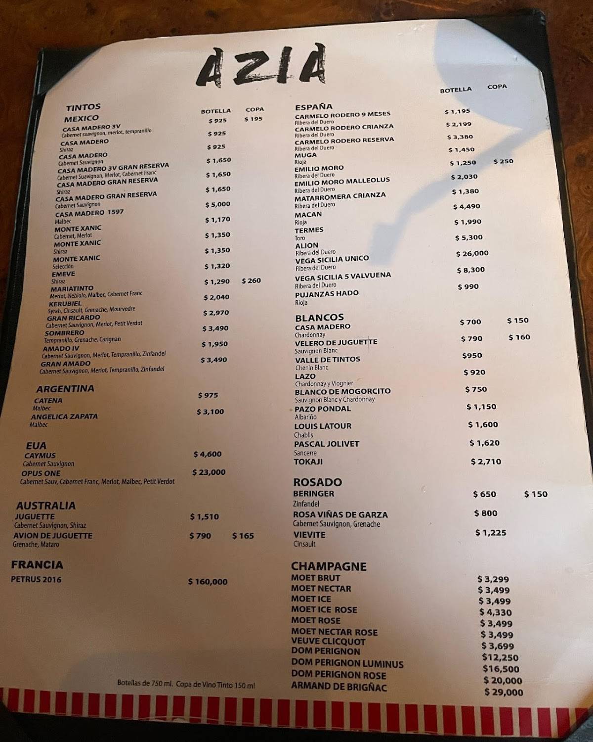 Carta del restaurante AZIA GDL, Guadalajara