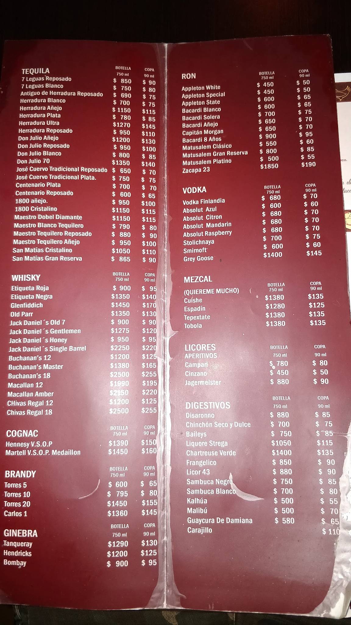 Carta del restaurante Adriano's Chapalita Pizza y Pasta, Zapopan, Av ...