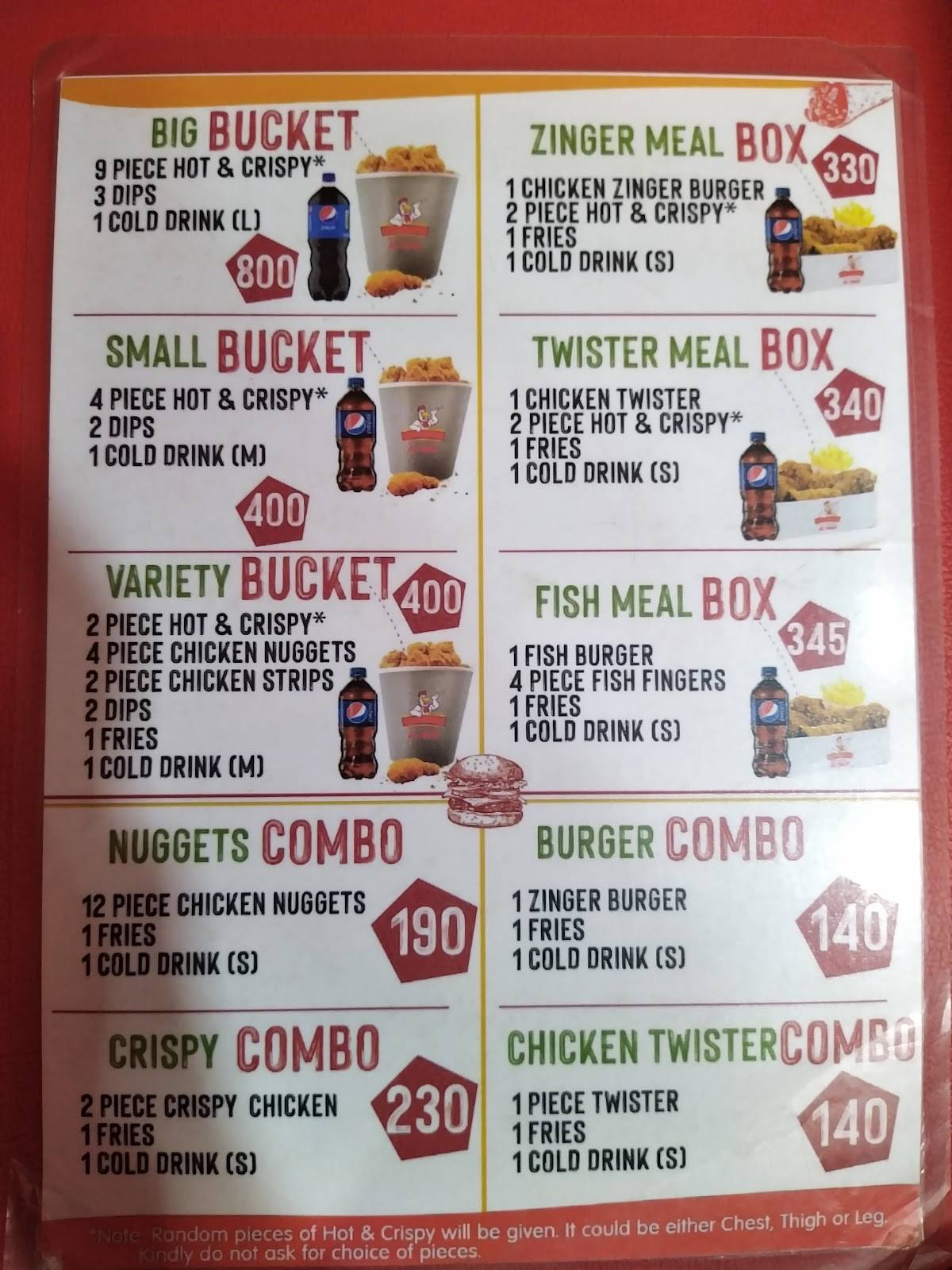 Menu at Al Baik, Ratnagiri