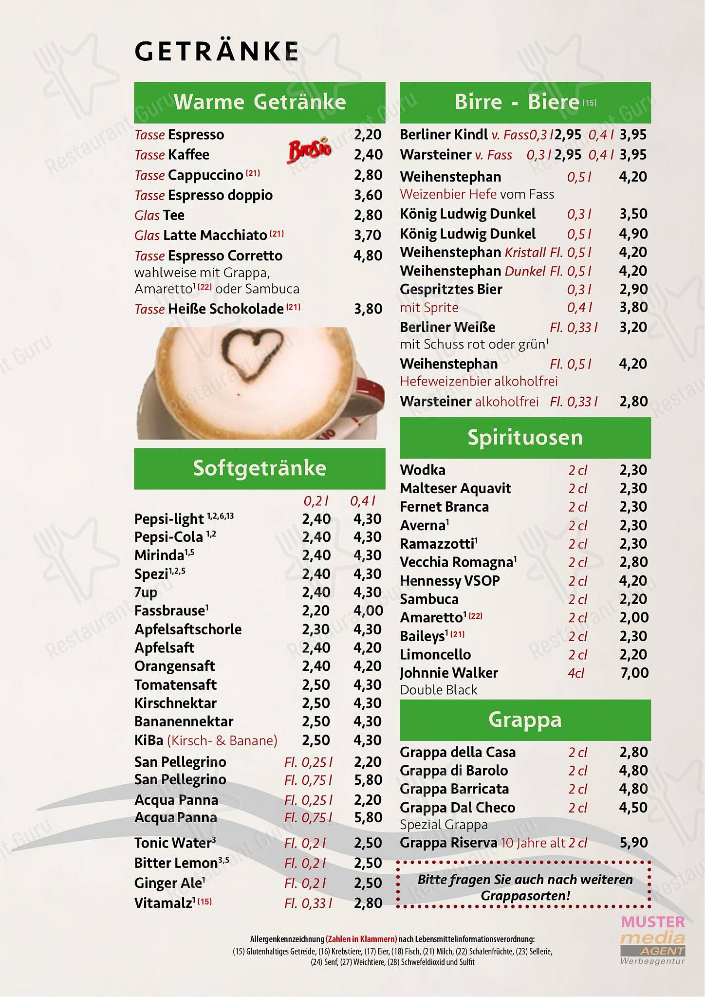 Speisekarte von Restaurant Al Lago, Werder (Havel)