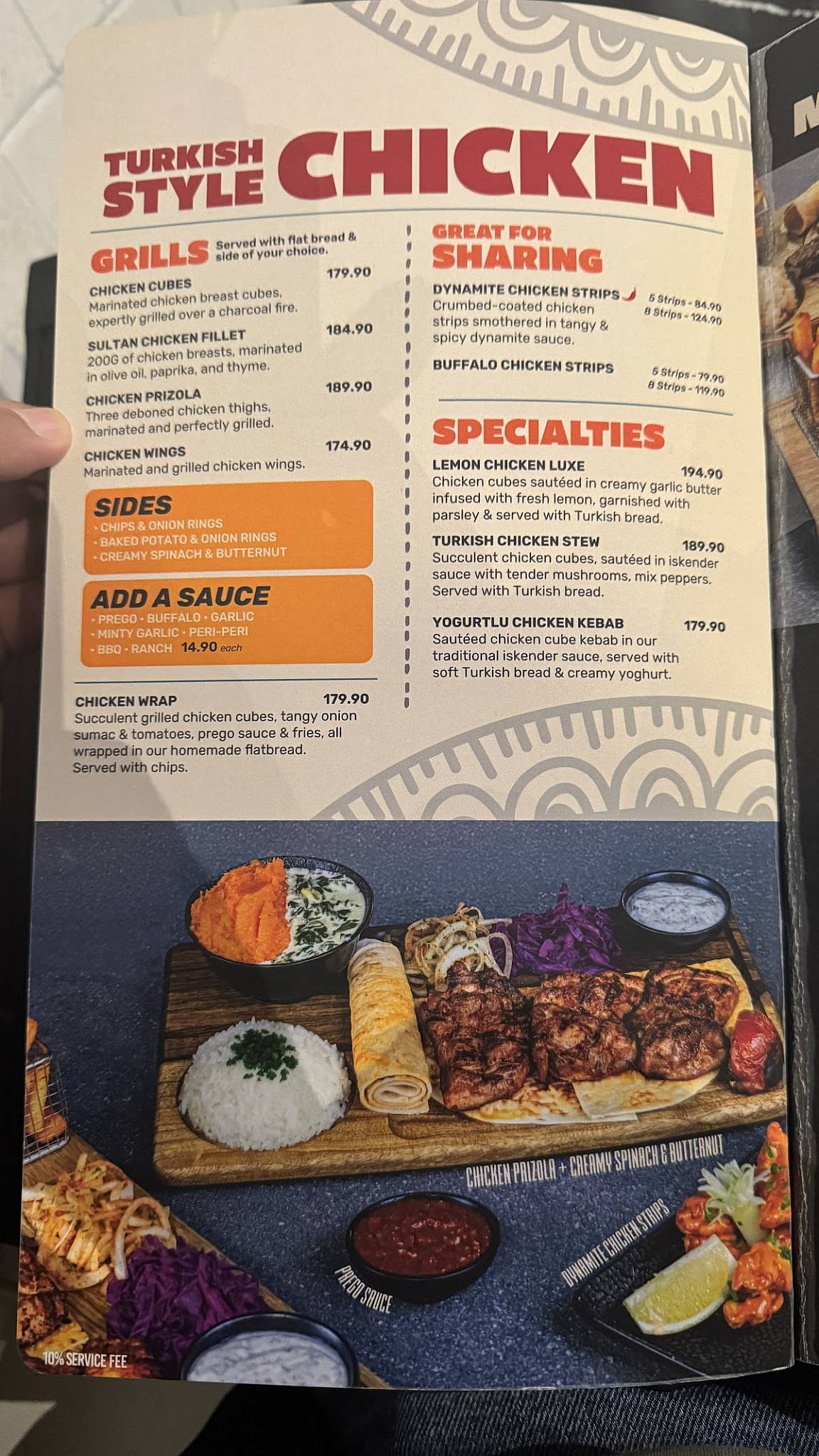 Menu at Ala Turkish Restaurant, Cape Town