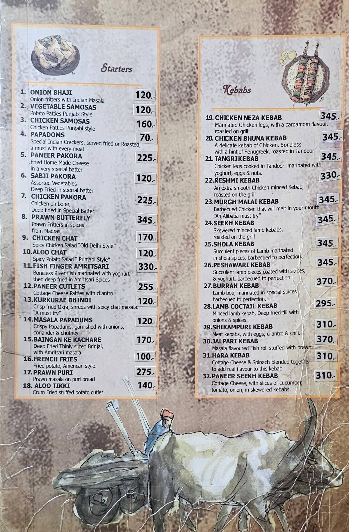 Menu at Alibaba Tandoori & Curry restaurant, Pattaya City