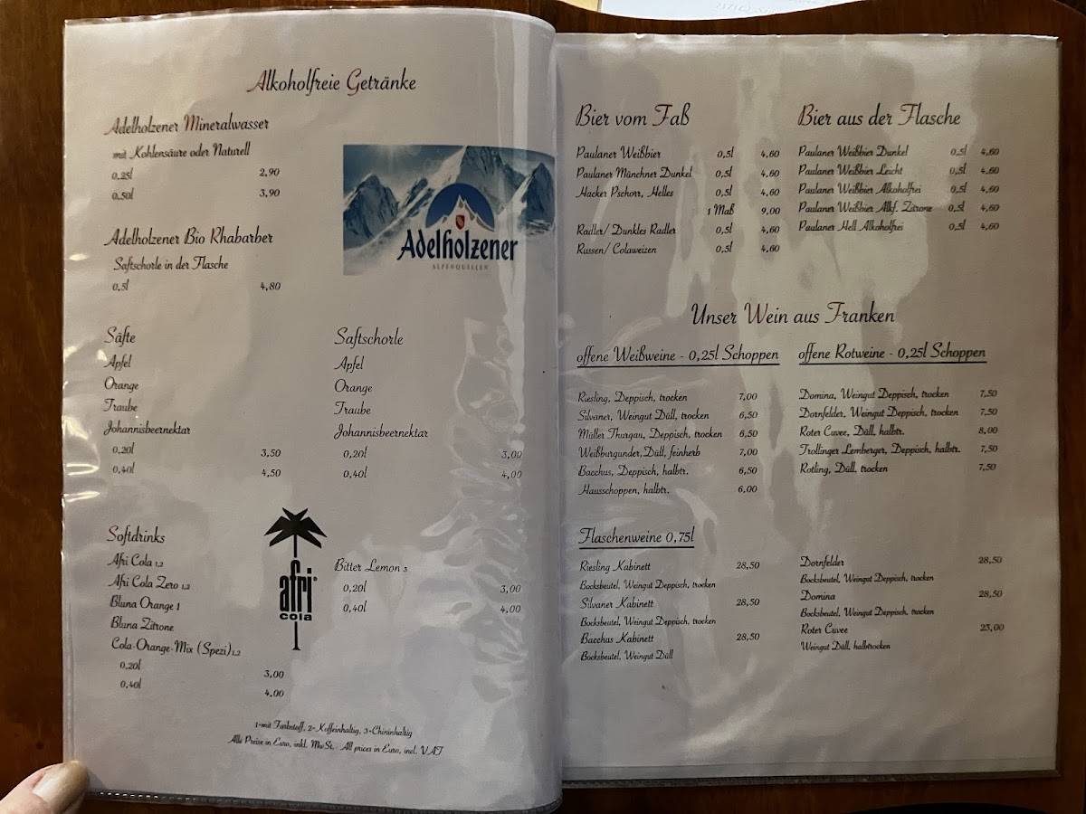 Menu at Restaurant Alter Keller, Rothenburg ob der Tauber