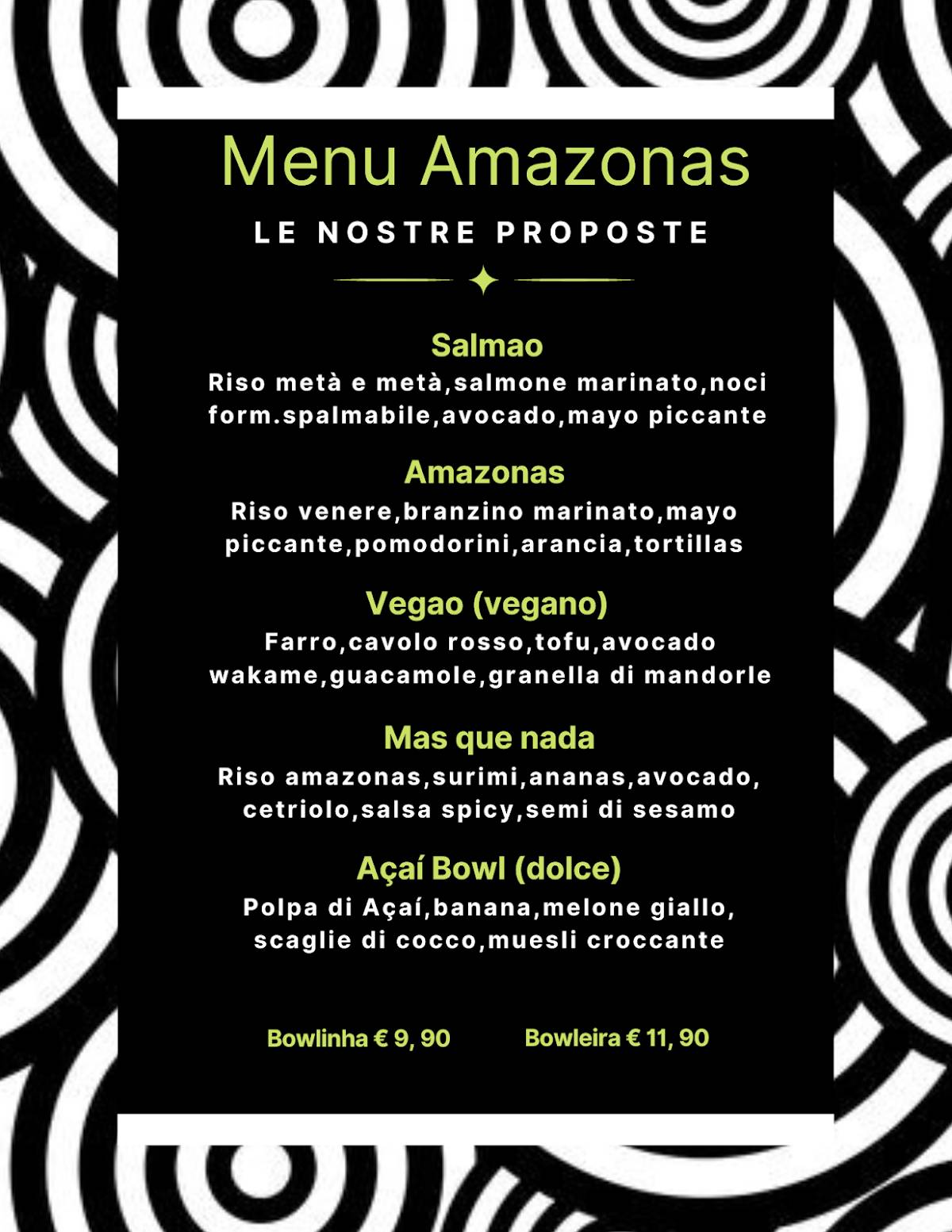 Menu at Amazonas Food Lab restaurant, Perugia