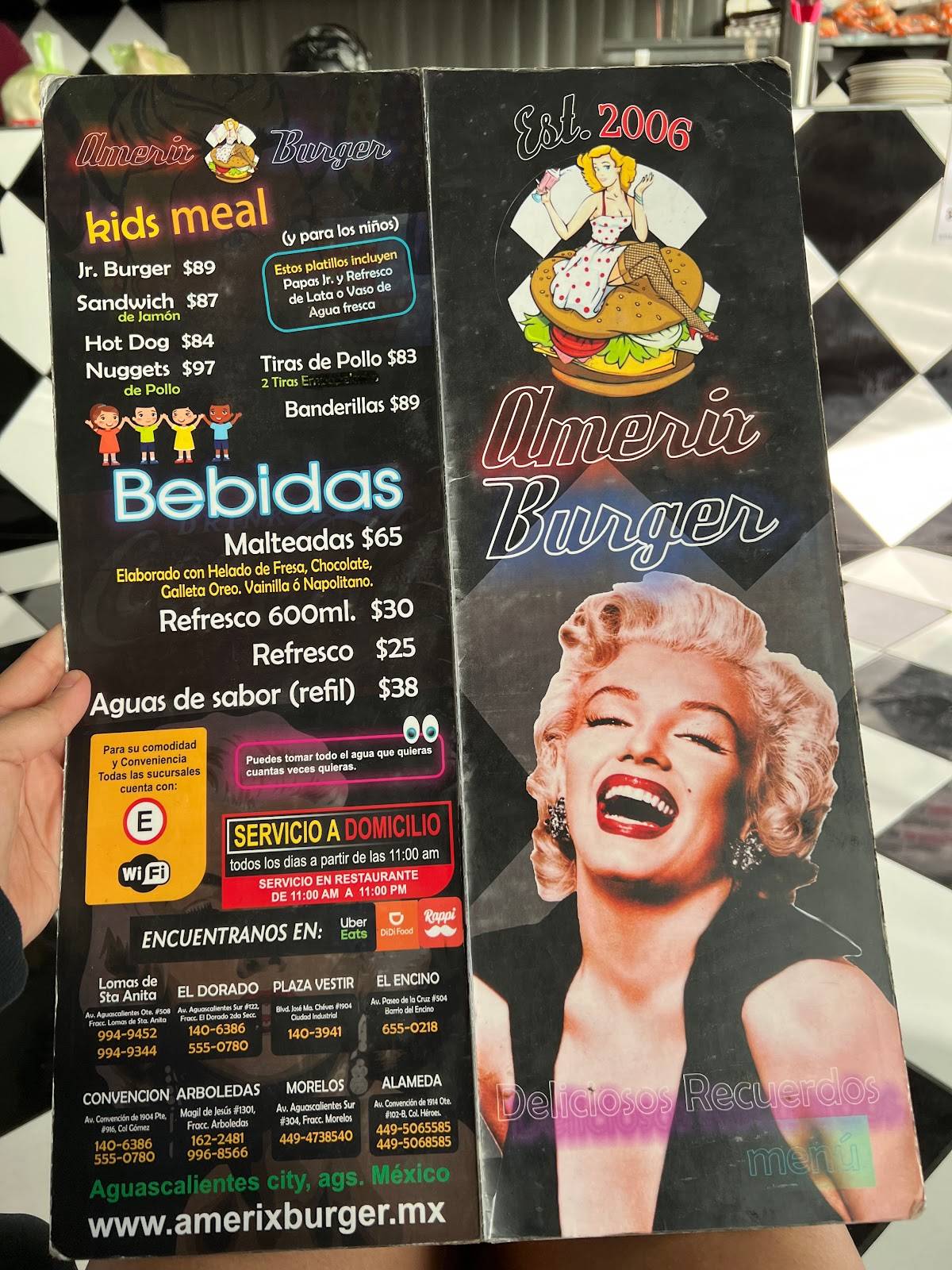 Carta del restaurante Amerix Burger Municipio Libre, Aguascalientes, Av ...