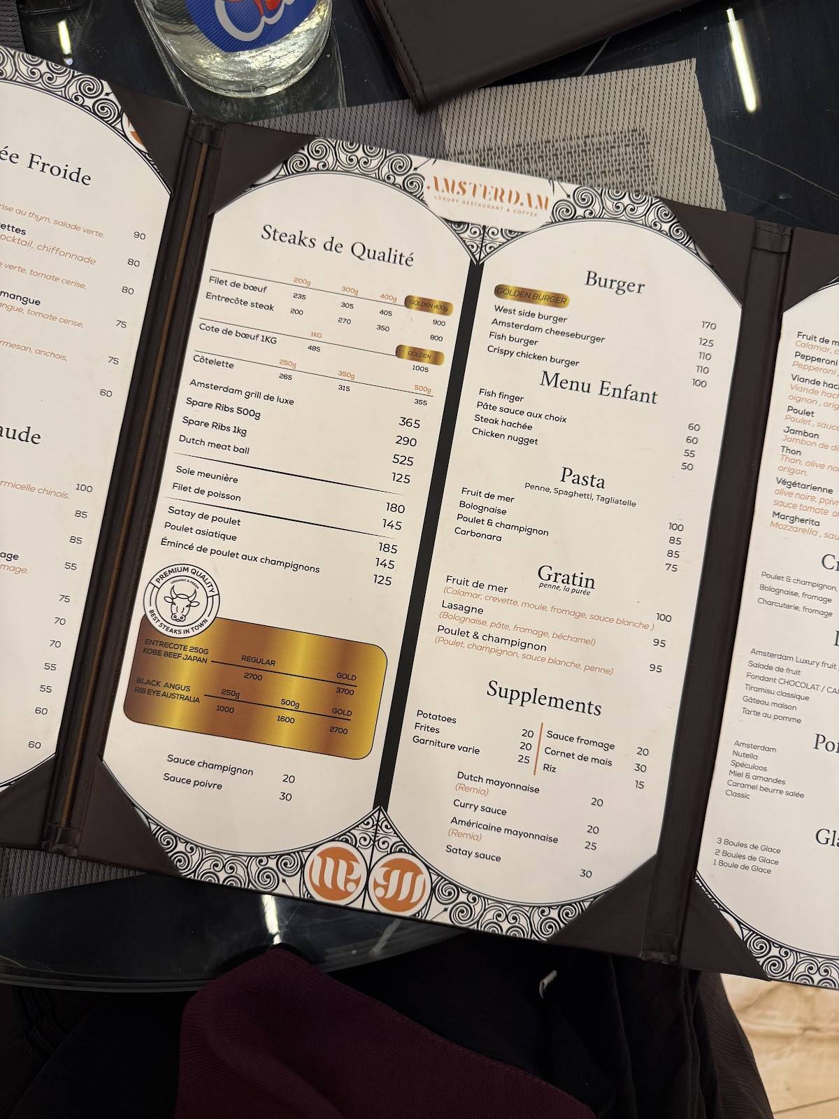 Speisekarte von Amsterdam luxury restaurant, Agadir