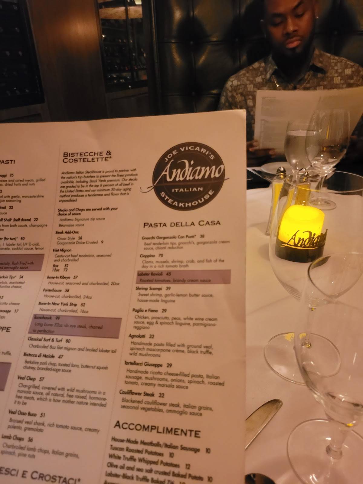 Menu at Andiamo Steakhouse, Las Vegas