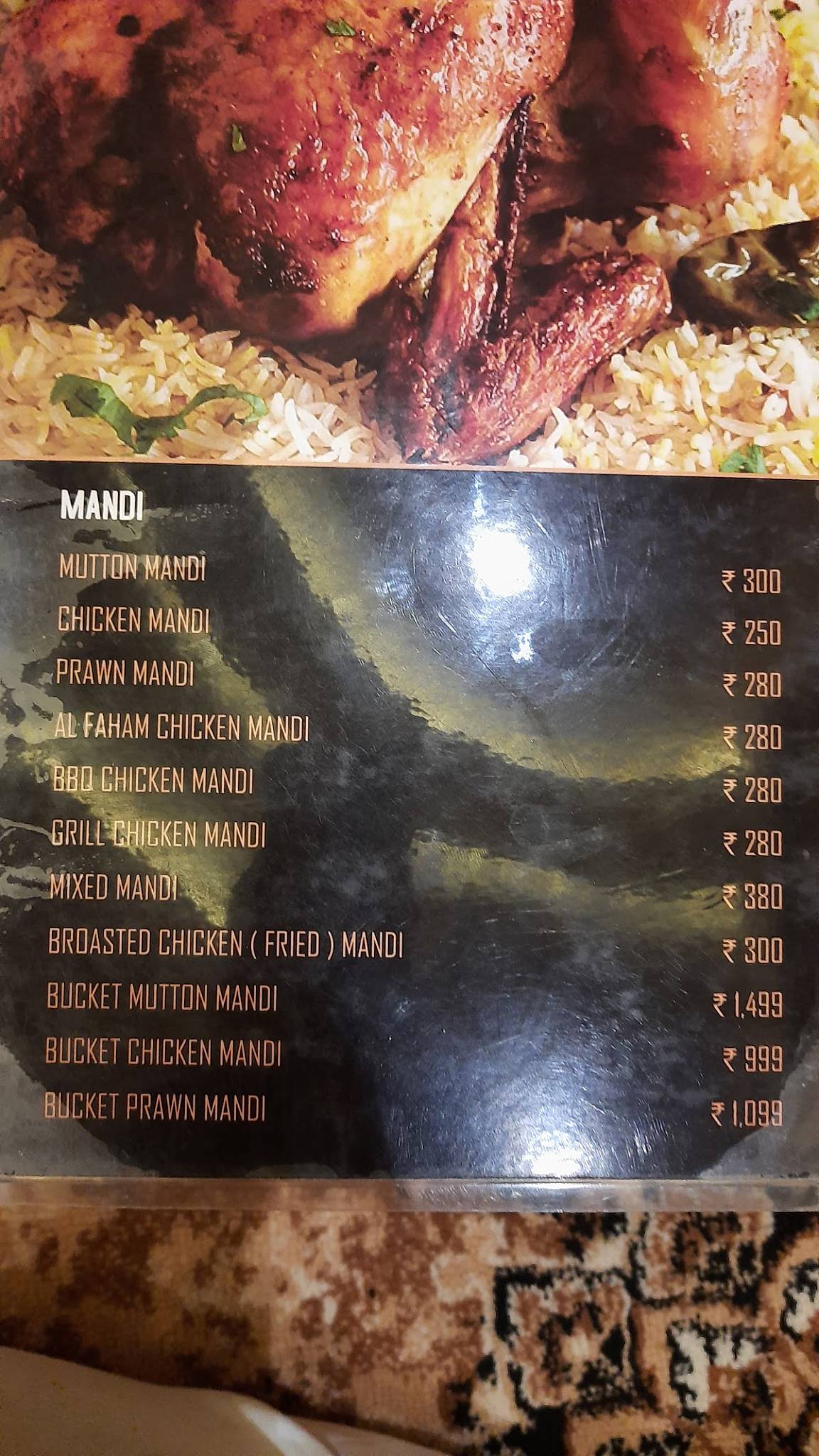 Menu at Arabia Mandi, Puducherry