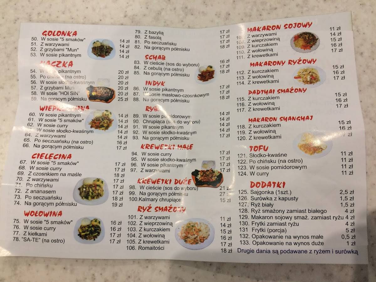 Menu at Bar Wok Chilli, Warsaw