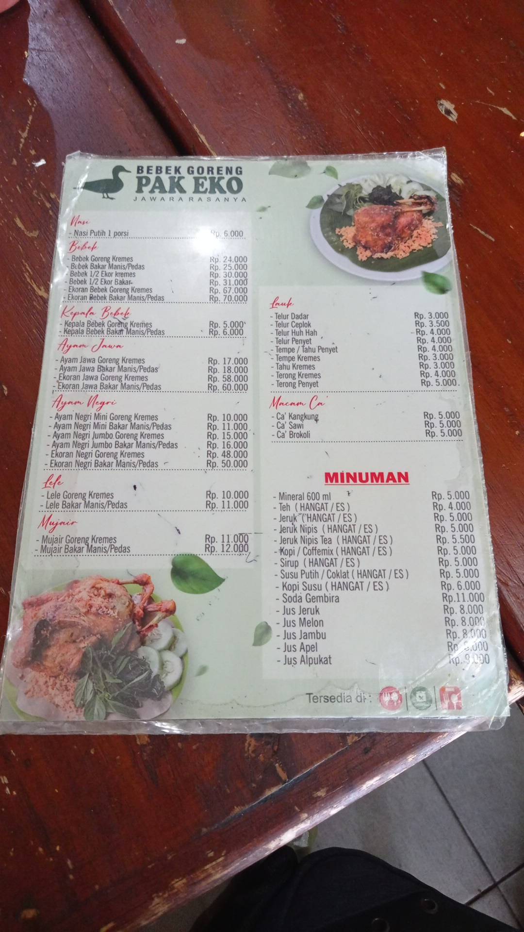Menu at BEBEK GORENG PAK EKO Pojoksari restaurant, Pojoksari