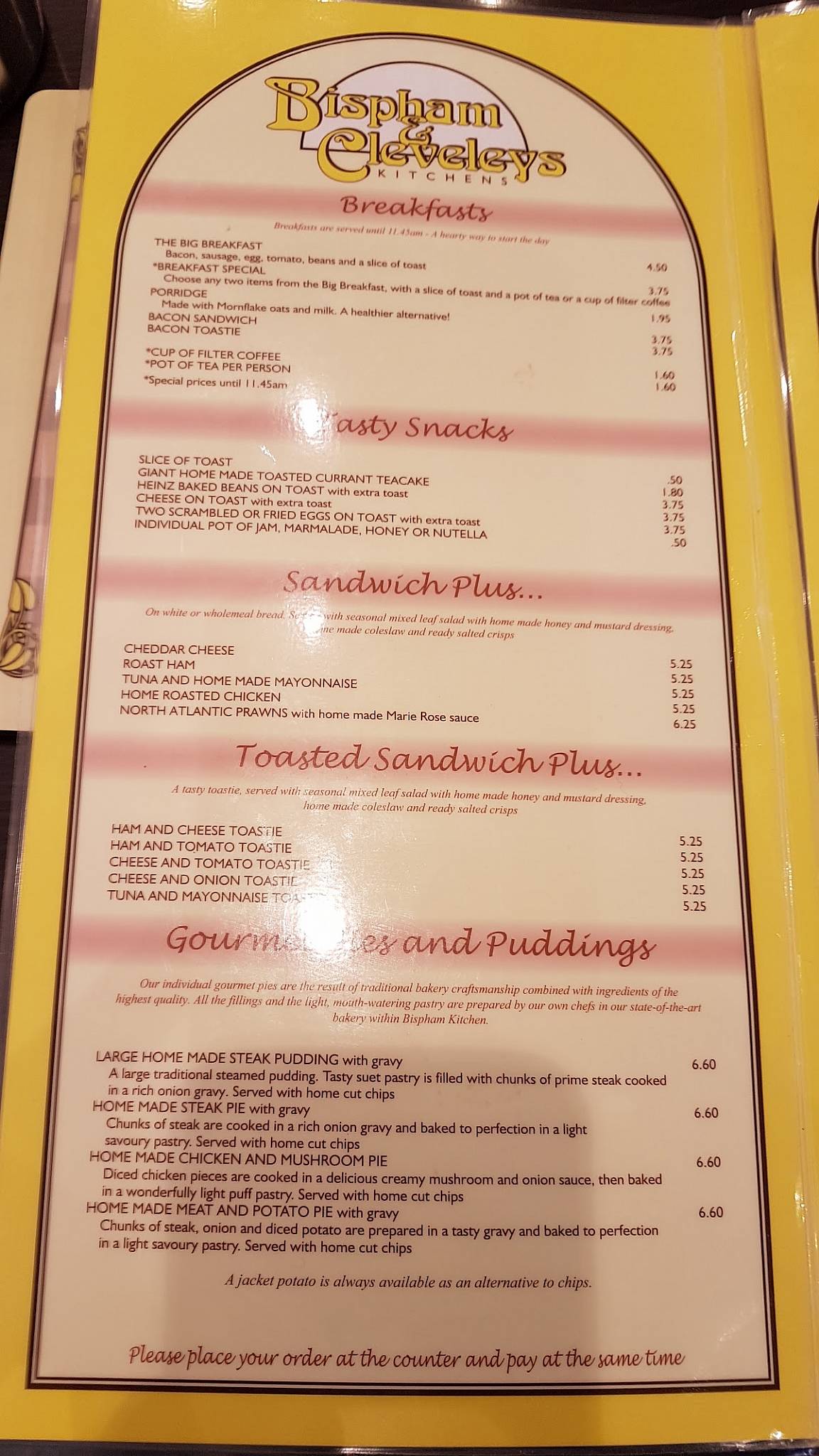Menu at BISPHAM KITCHEN restaurant, Blackpool