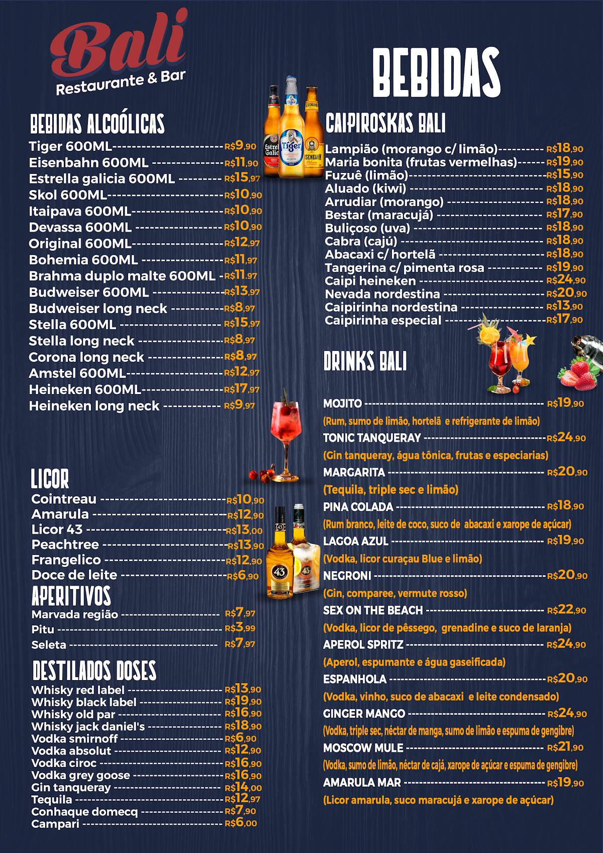 Menu em Bali Restaurante e Bar, Aracaju