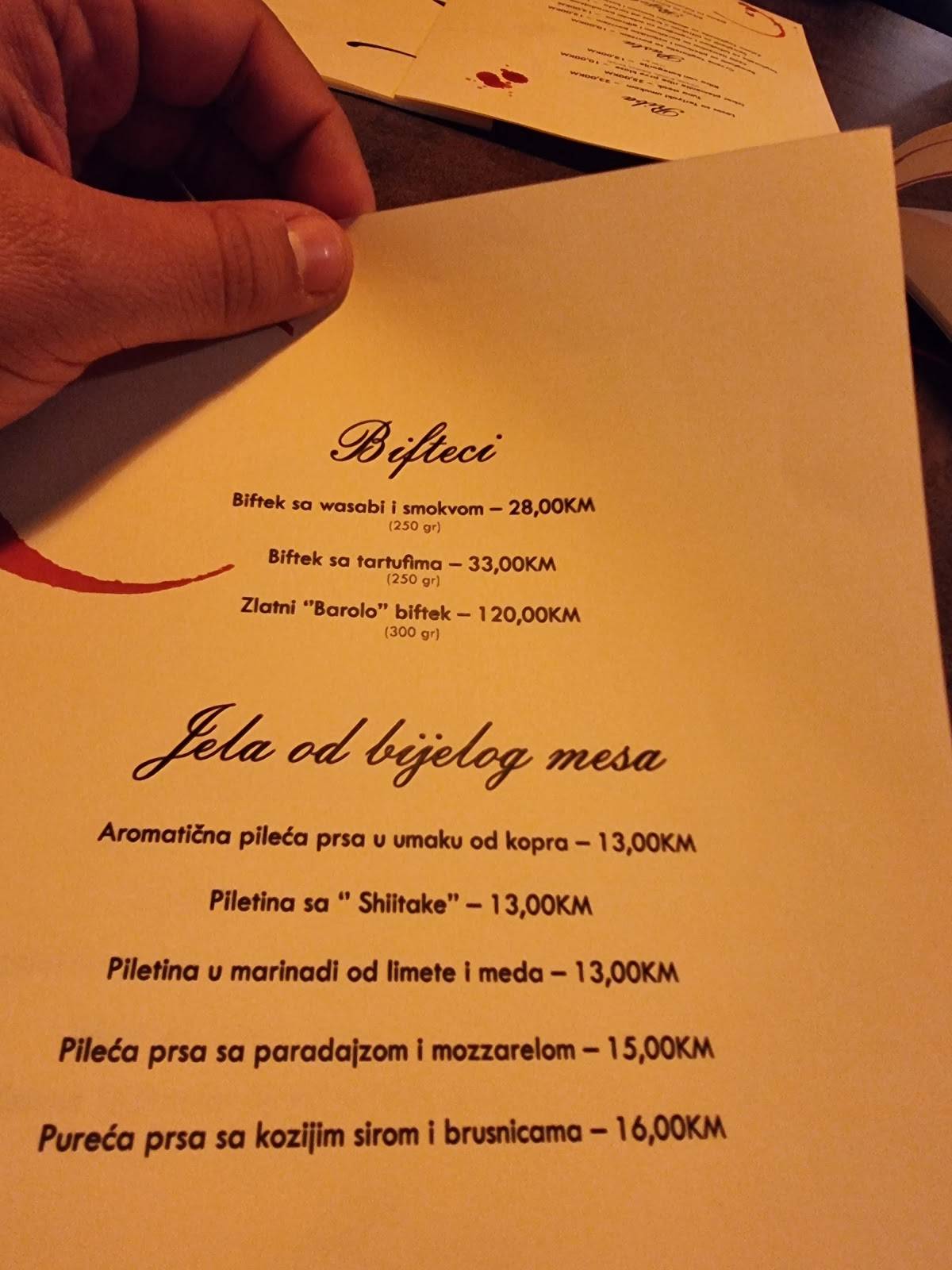 Menu at Restaurant Barolo, Jelah