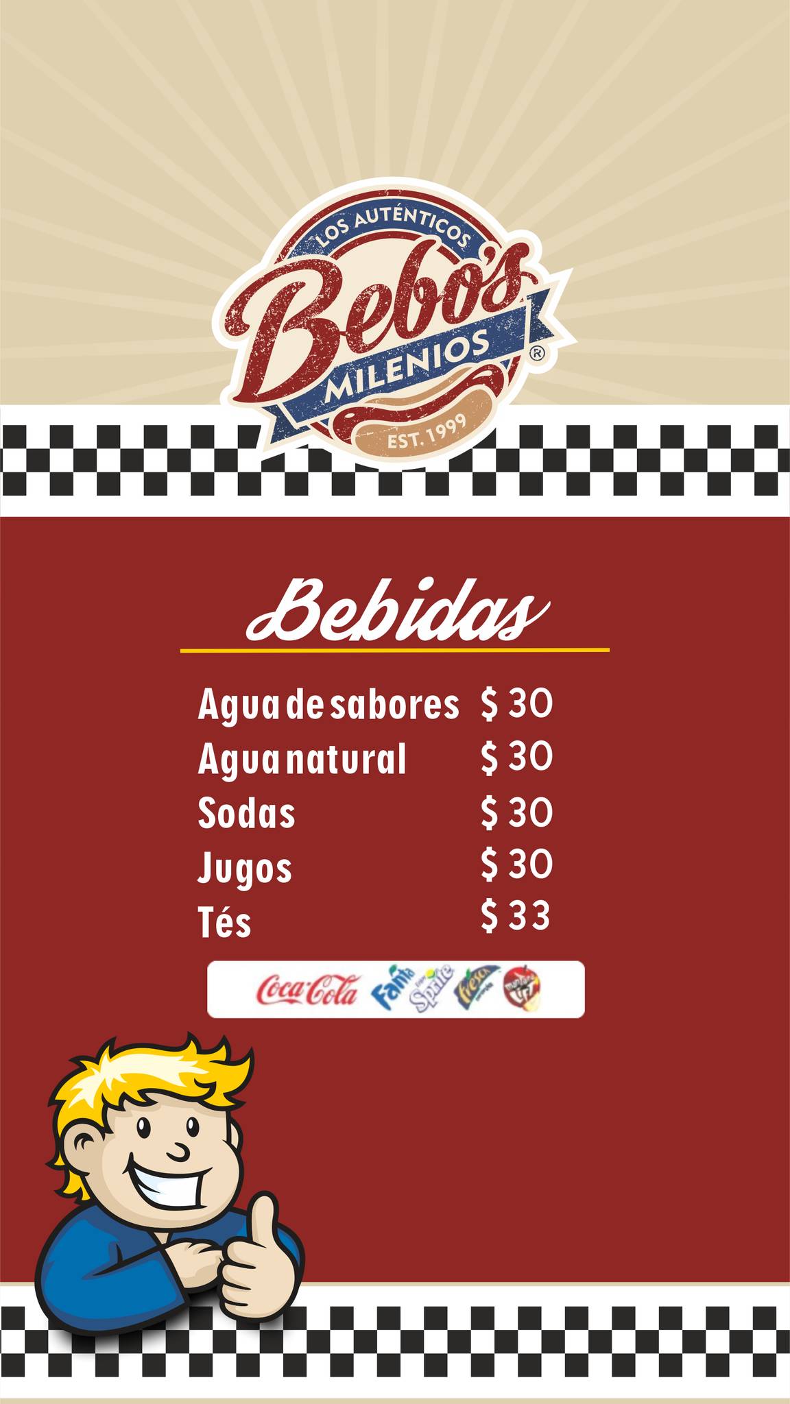 Carta del restaurante Bebo's Milenios Hot Dogs, Ensenada