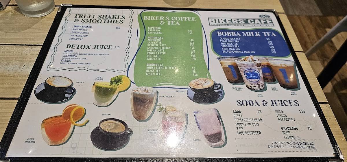 Menu at Bikers' Cafe, Pasay