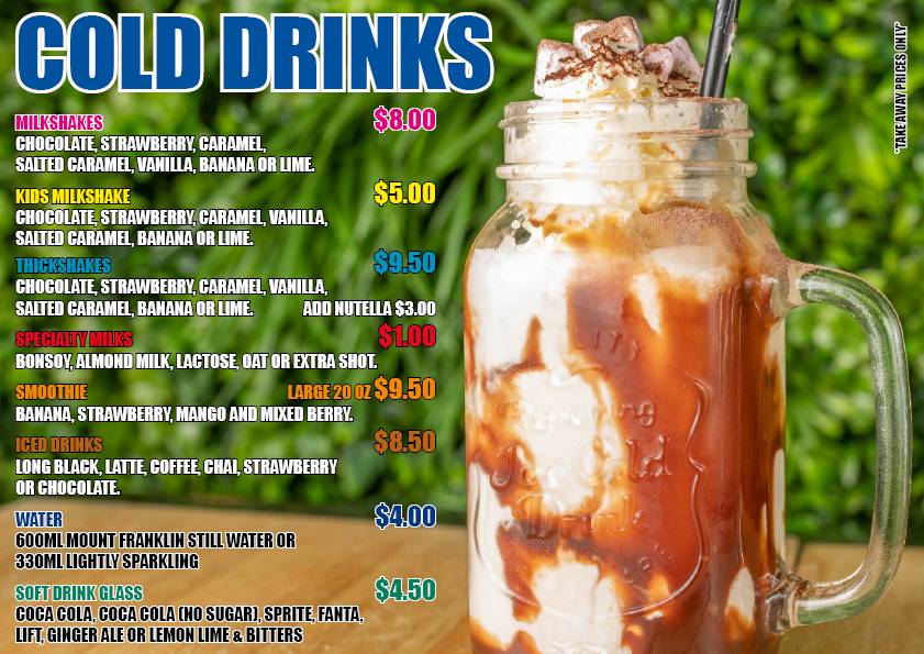 Menu at Billy Baxters restaurant, Penrith