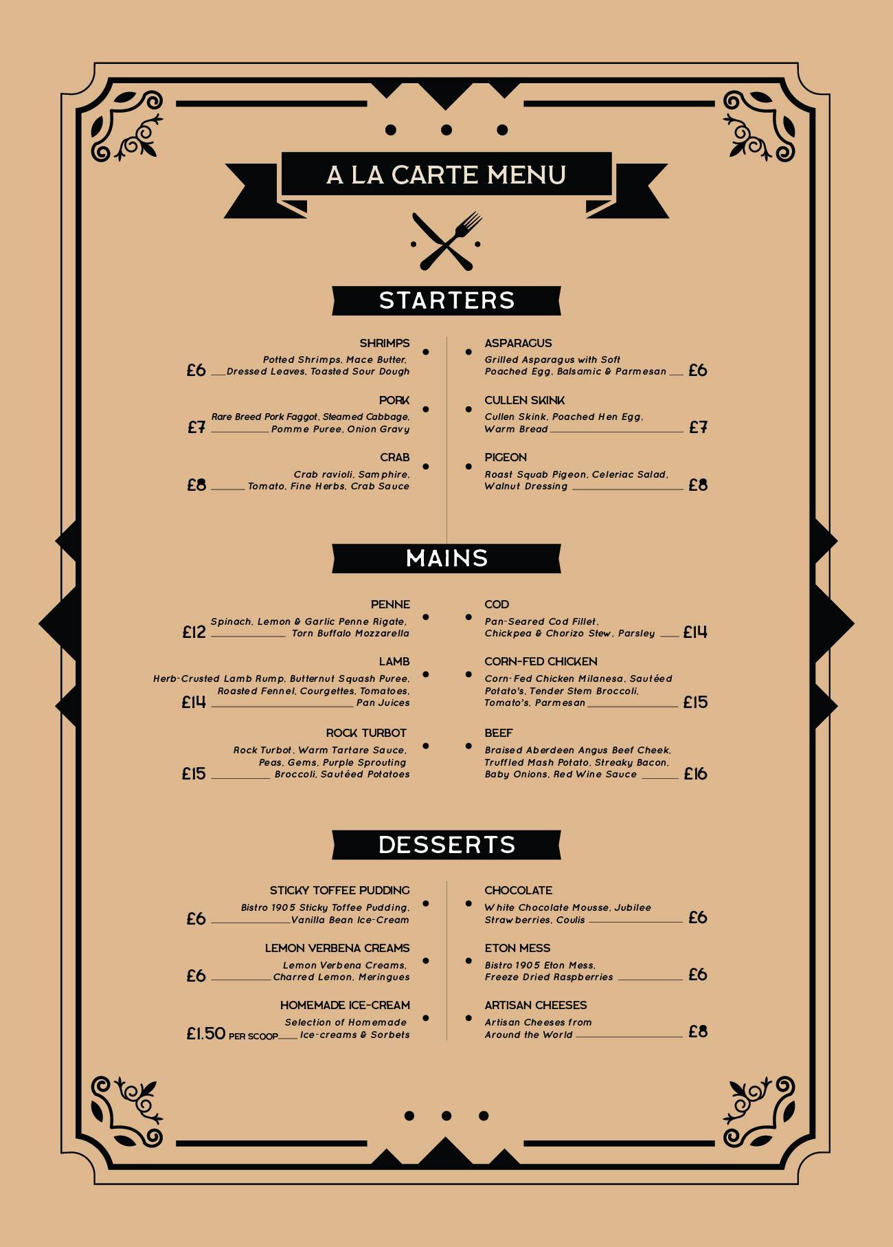 Carta del restaurante Bistro 1905 at The Broadstraik Inn, Mobile
