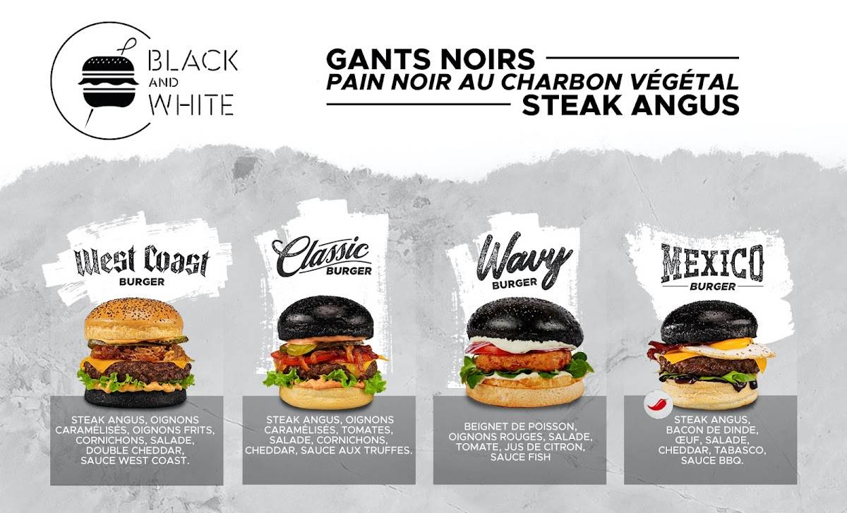 Menu au Black & White Burger Namur, Namur