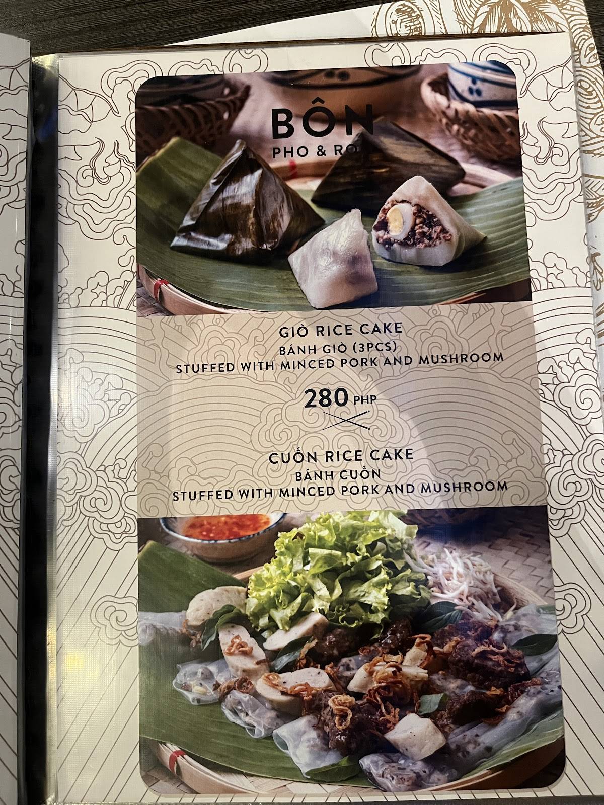 Menu at Bôn Pho & Roll Vietnamese Food restaurant, Makati, Alphaland ...