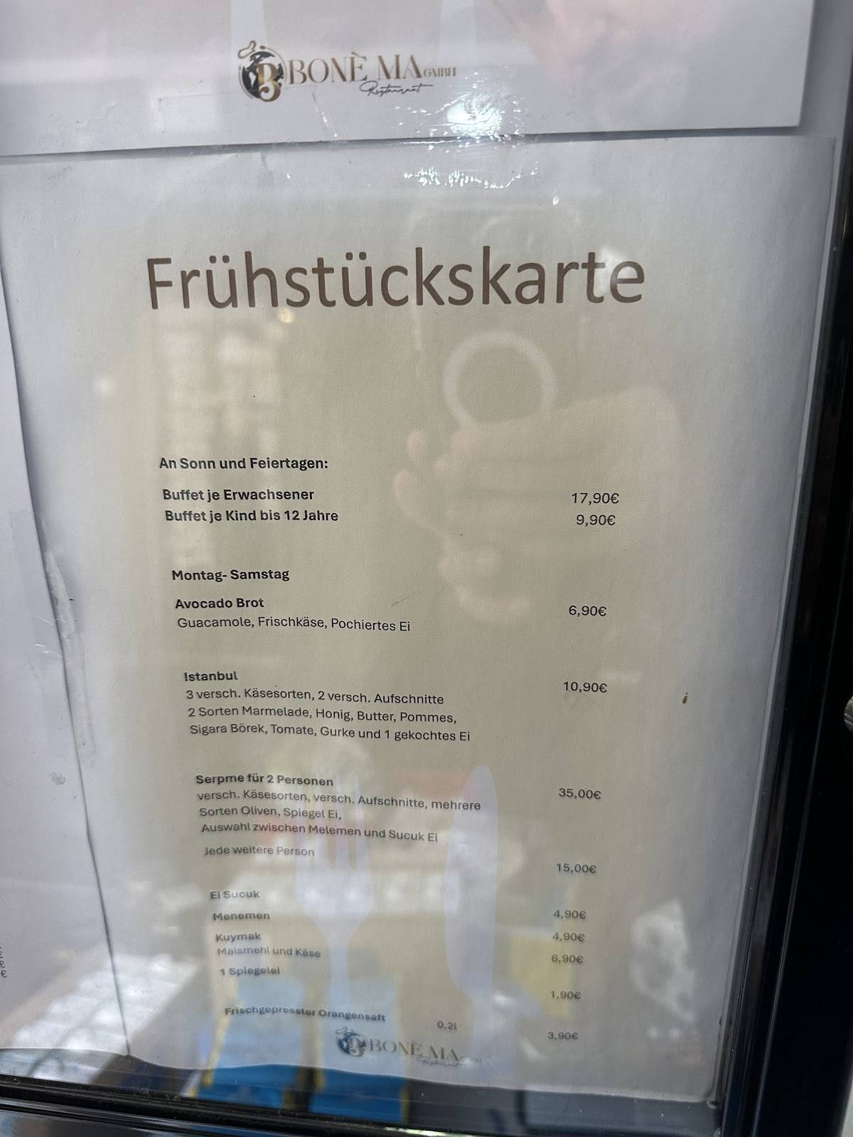 Speisekarte von BonéMa Restaurant, Ludwigsburg