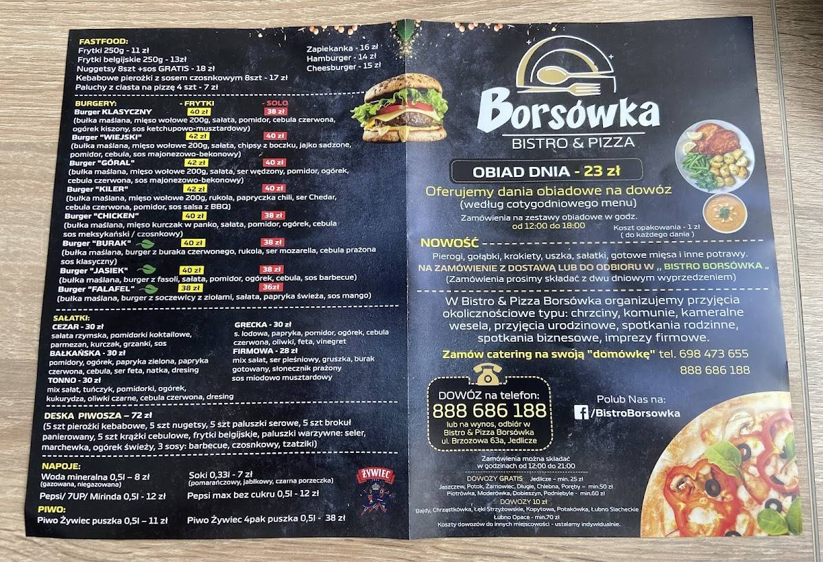 Menu at Borsówka Bistro & Pizza restaurant, Jedlicze
