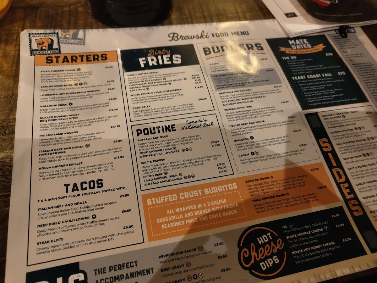 Menu at Brewski Chester restaurant, Chester