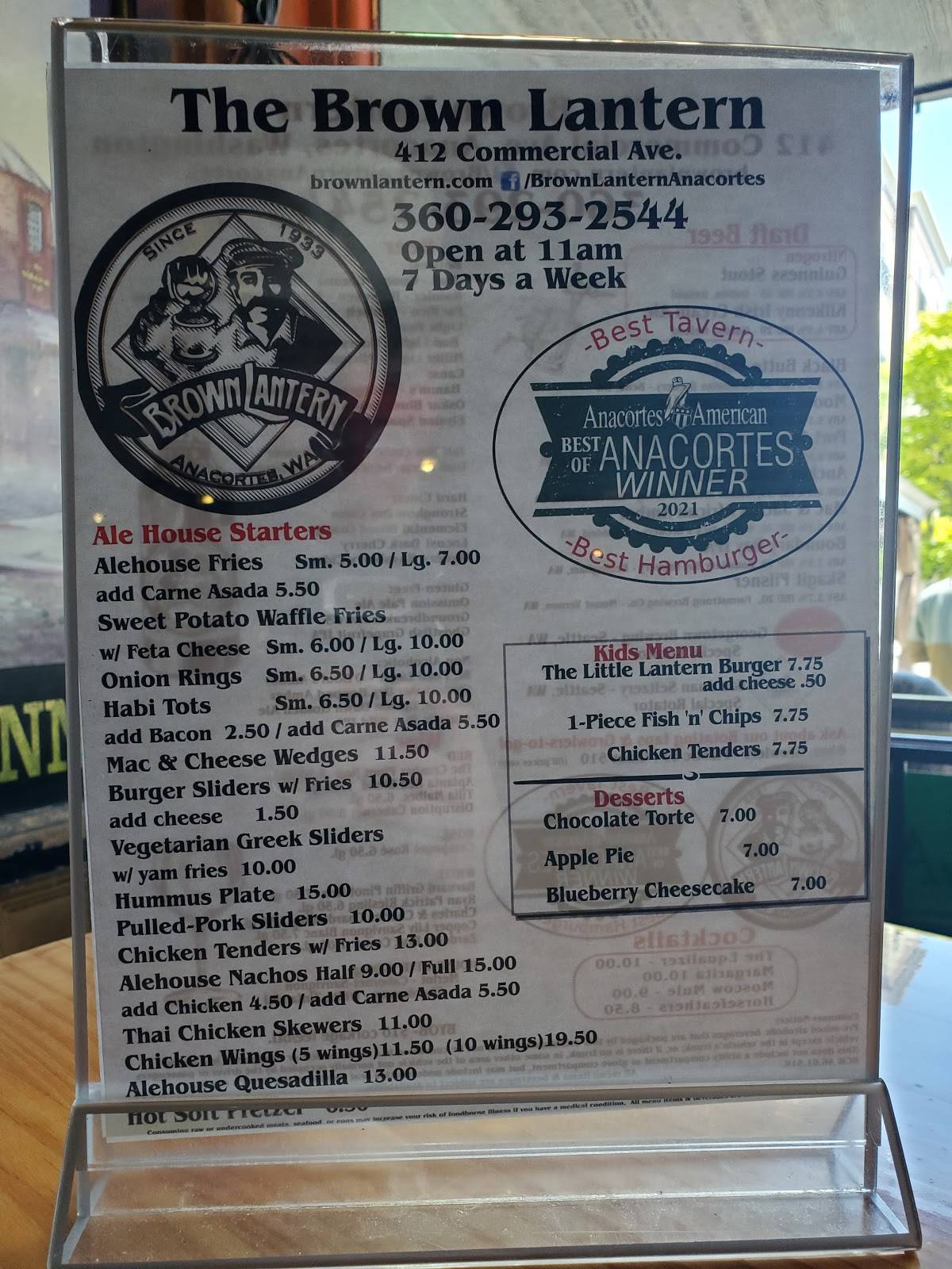 Menu at Brown Lantern restaurant, Live Oak