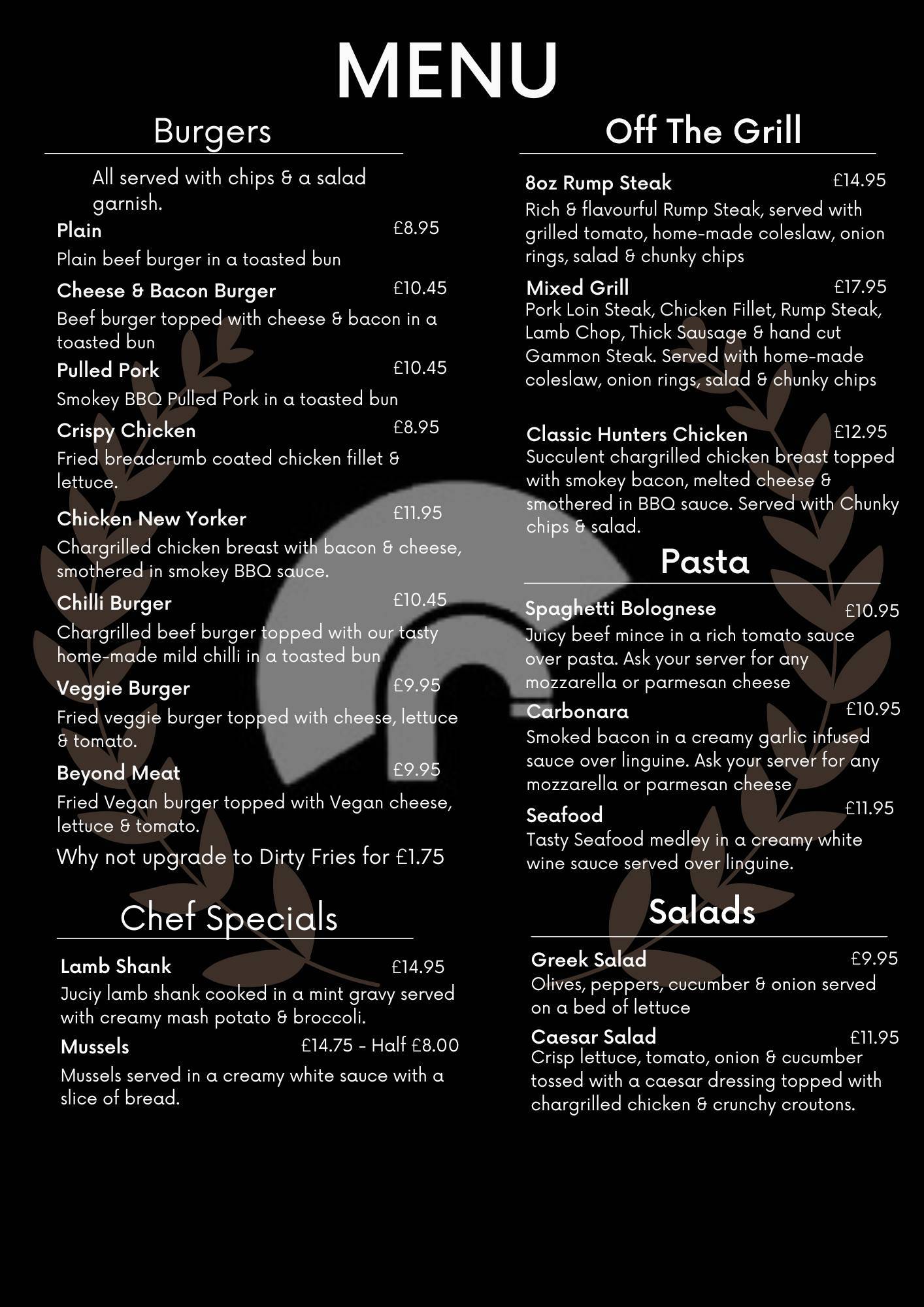 Menu at Caesars Restaurant, Shanklin