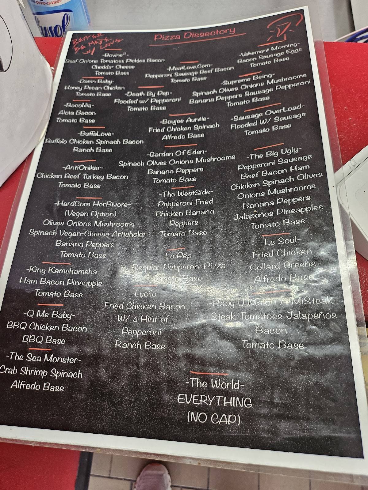 Menu at Can a brotha get a slice restaurant, Montgomery, S Decatur St