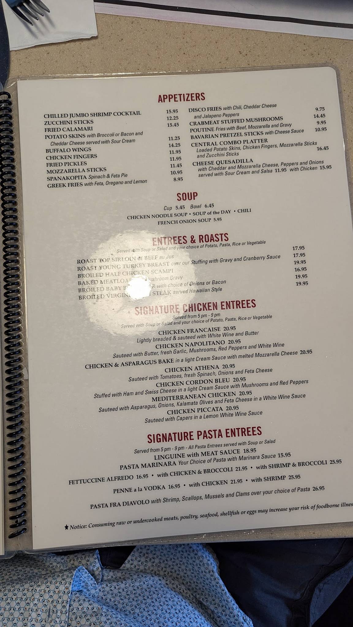 Menu at Central Diner & Grille restaurant, Pittsburgh