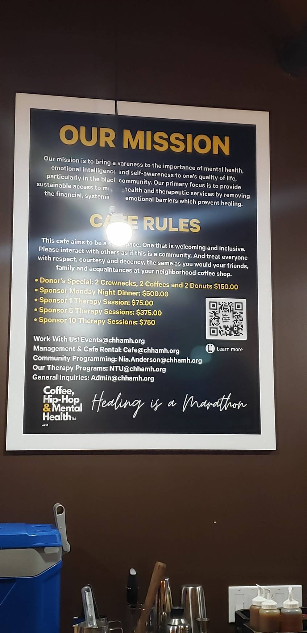 Menu at Normalize Therapy Cafe, Chicago