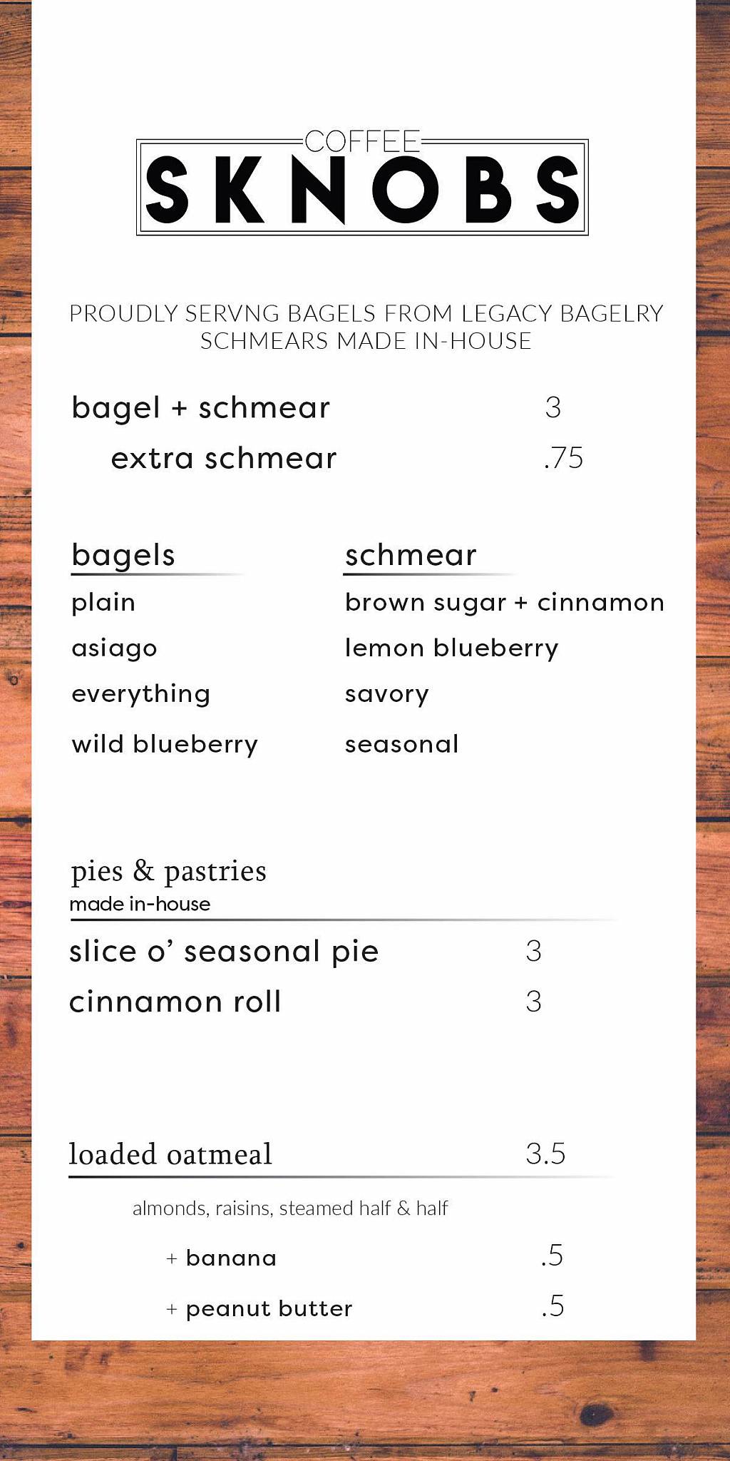 Menu at Coffee Sknobs restaurant, Knob Noster