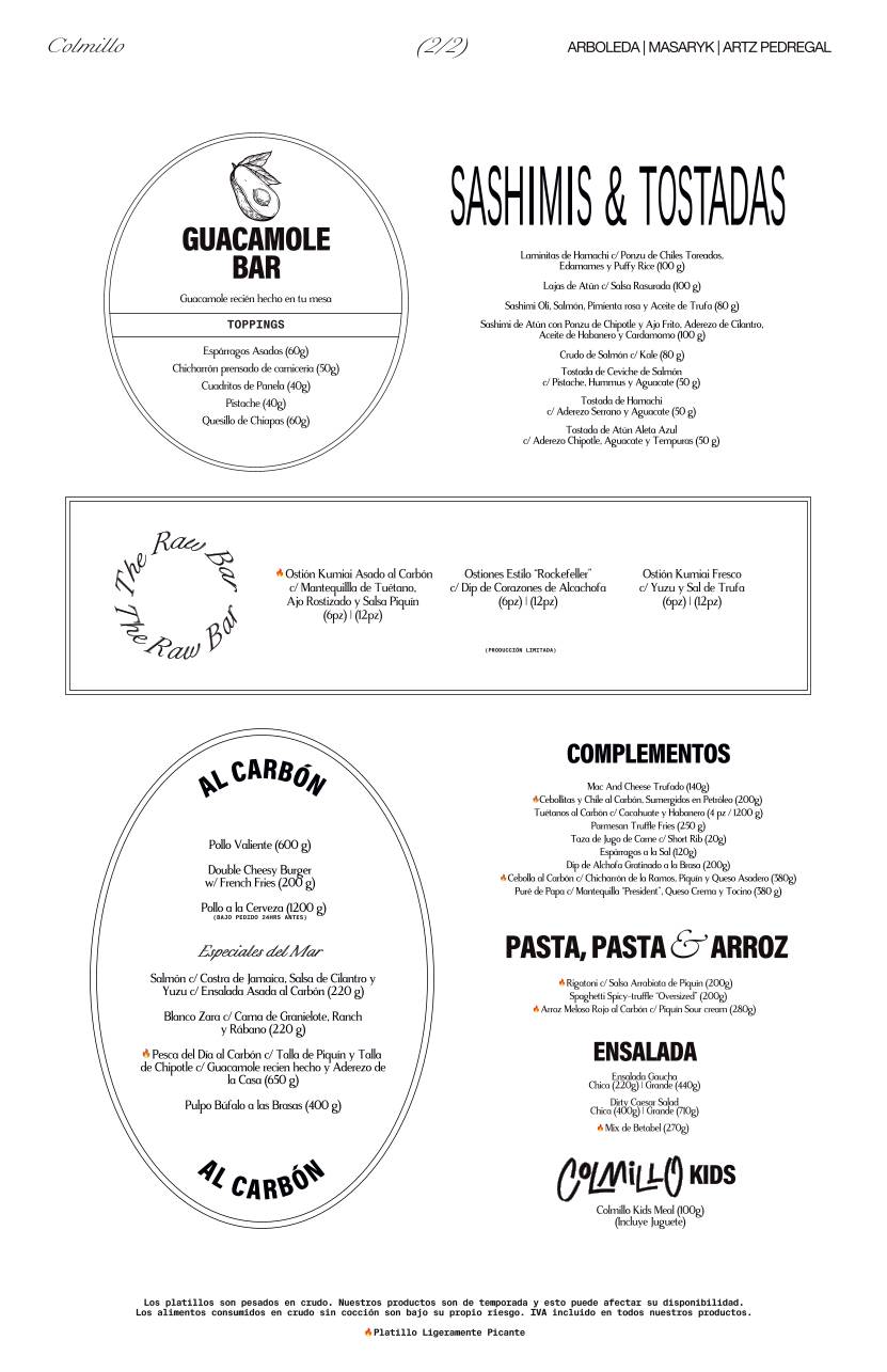 Menu at Colmillo Arboleda restaurant, San Pedro Garza García, Parque ...