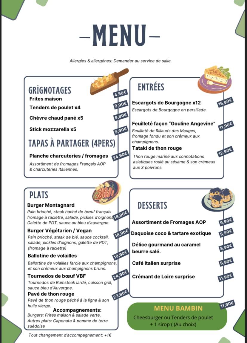 Menu au Comme À La Maison restaurant, Le Lion-d'Angers