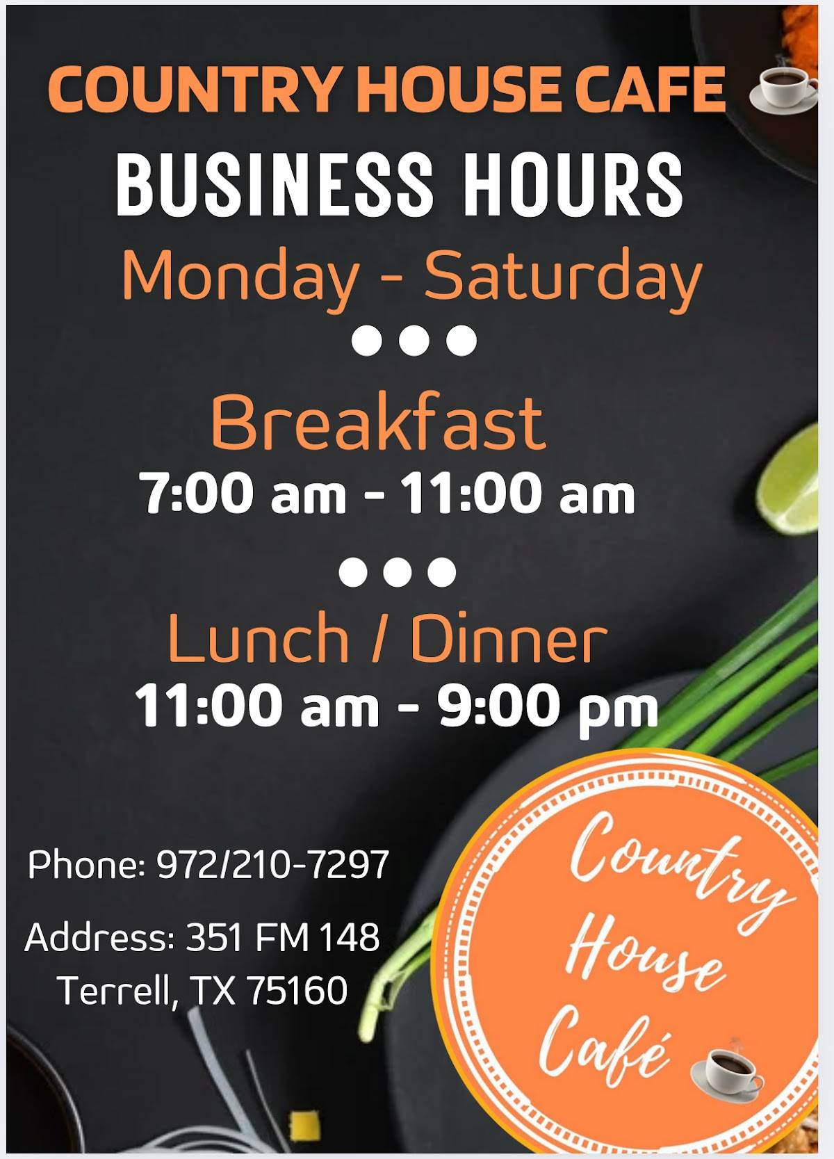 Menu at Country House Café restaurant, Terrell