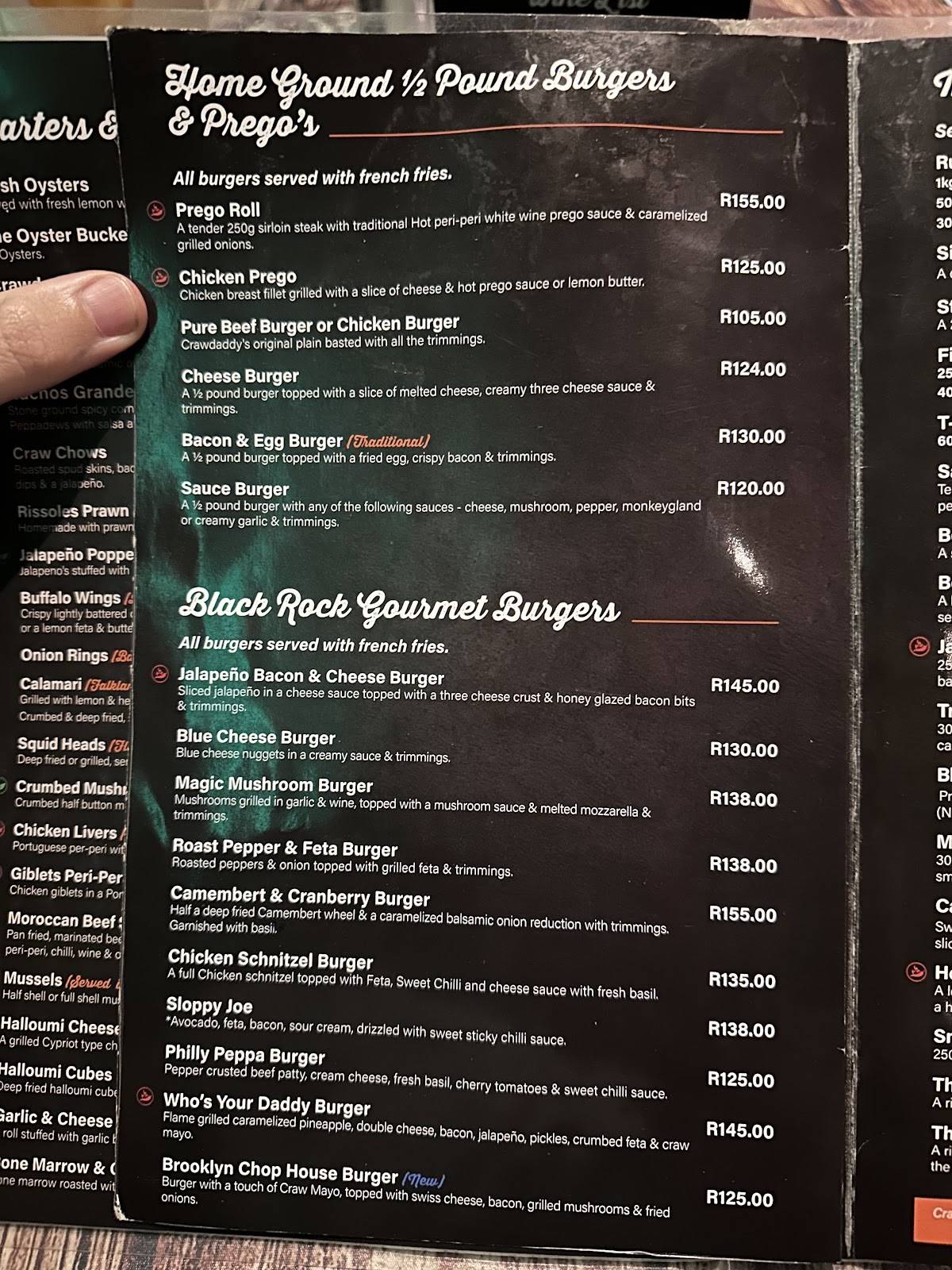 Menu at Crawdaddy's (Good Food & Pub Co.) Secunda, Trichardt