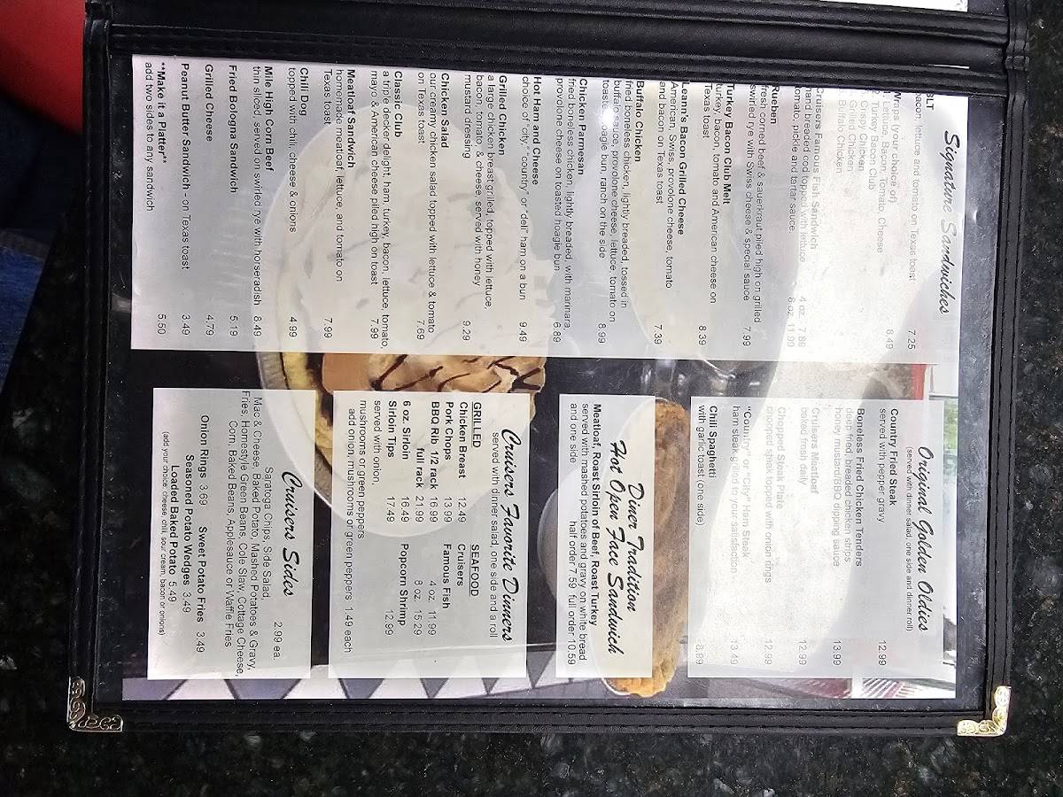 Menu at Cruisers Diner restaurant, Seaman