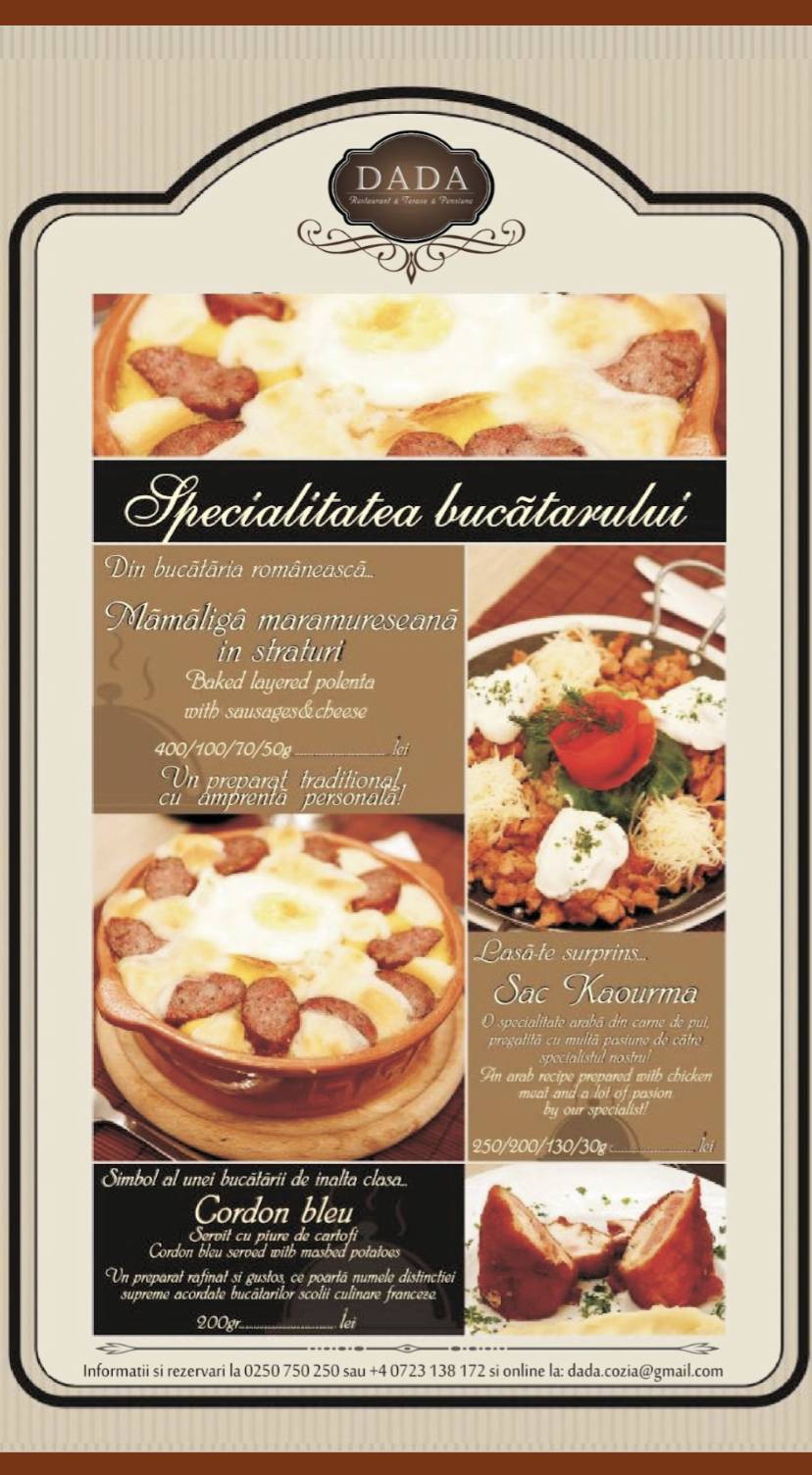 Menu at Restaurant DADA, Călimănești