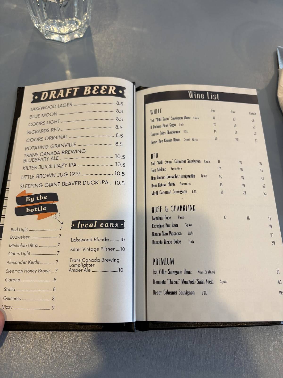 Menu at Dave and LaVerne's Modern Diner, Winnipeg