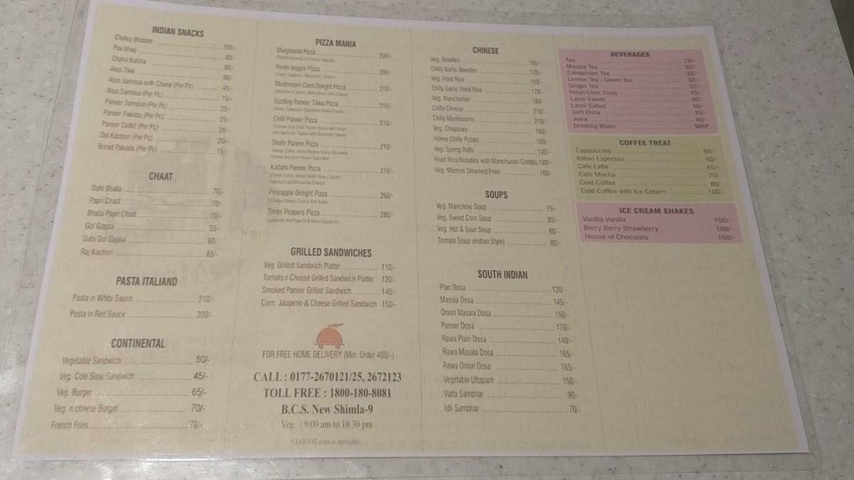 Menu at Diamond Best Bakery Sweets, Restaurant & Groceries, Shimla