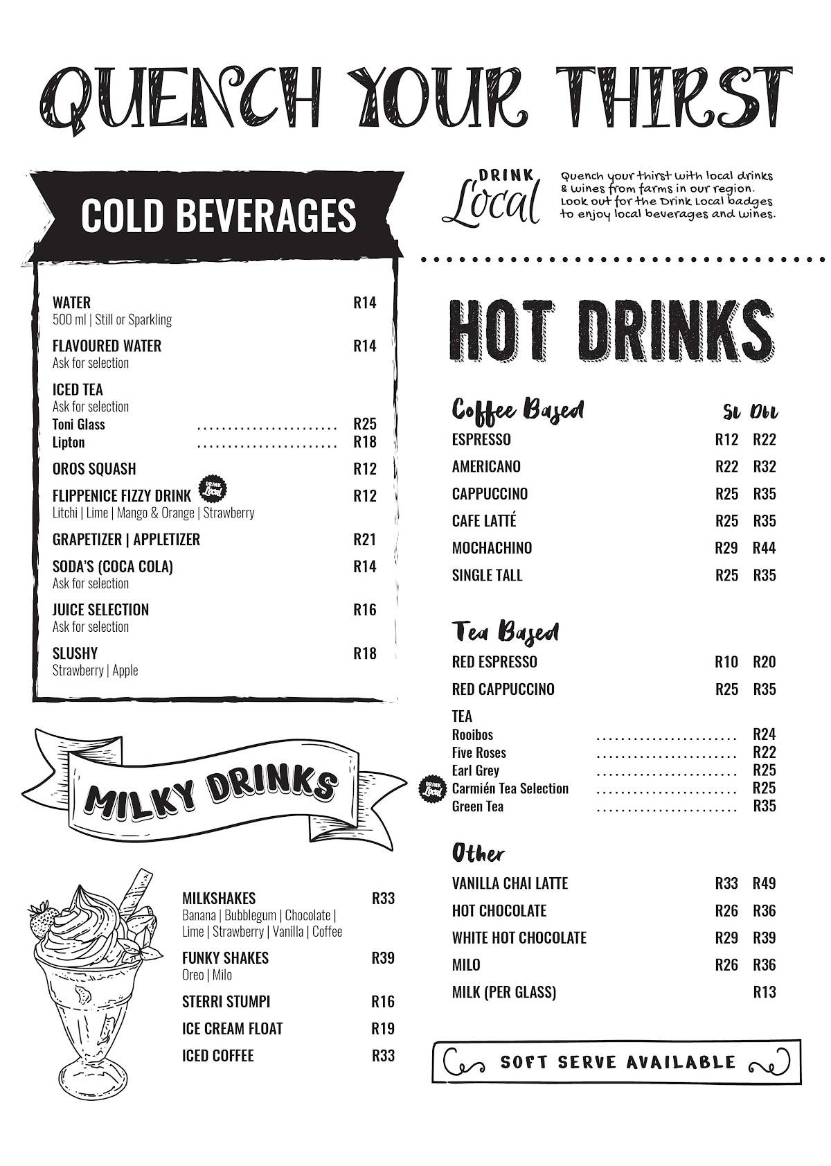 Menu at Die Boord Restaurant & Farmstall, Wolseley