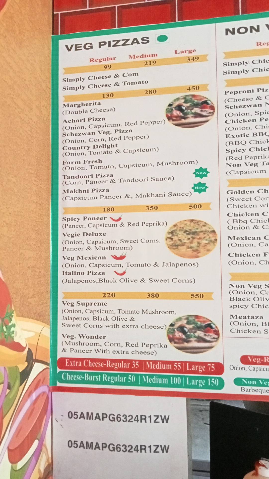 Menu at Domnik Pizza, Sudhowala, 8WXP+29J