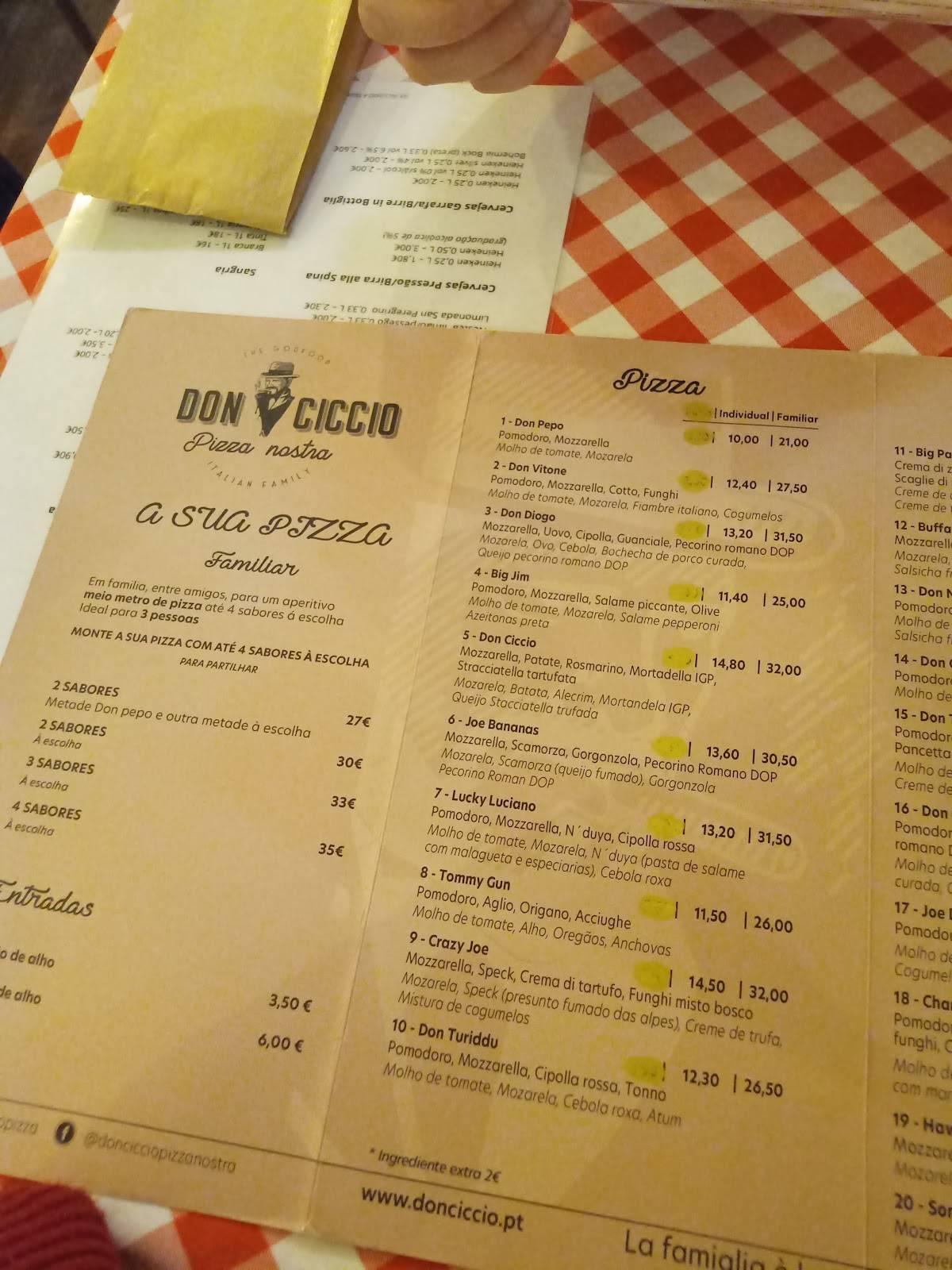 Menu em Don Ciccio Pizza & Pasta restaurante, Amadora