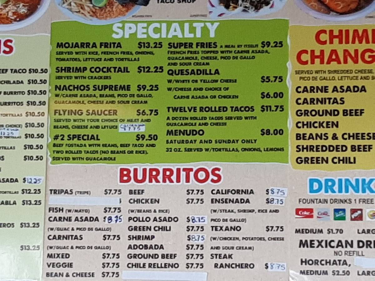 Menu at Don Gilberto Mexican Food restaurant, Montrose, S Townsend Ave ...