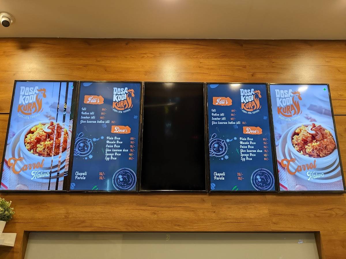 Menu at Dosa Kodi Kura, Hyderabad