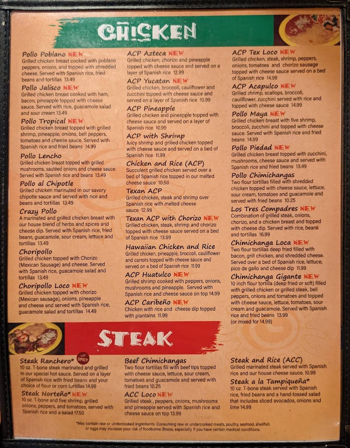 Menu at El Bigotes Mexican Grill restaurant, Abingdon