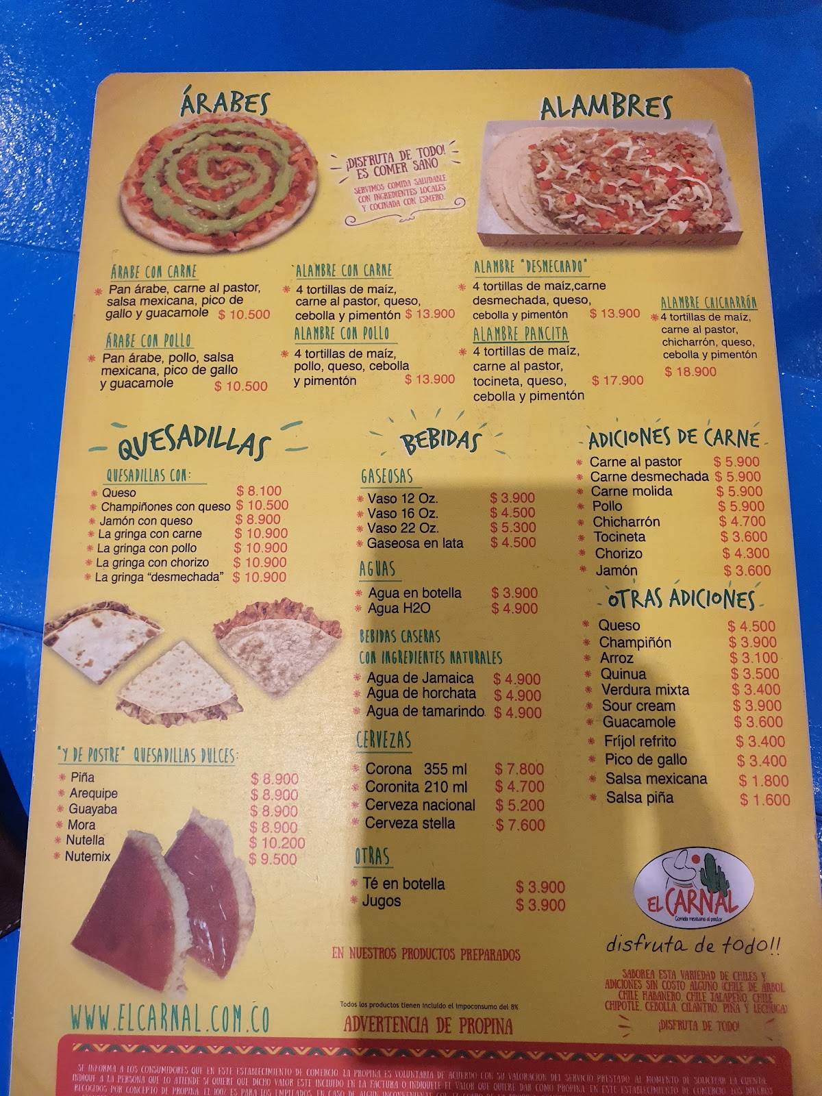 Carta del restaurante El Carnal - Javeriana, Bogotá, Javeriana