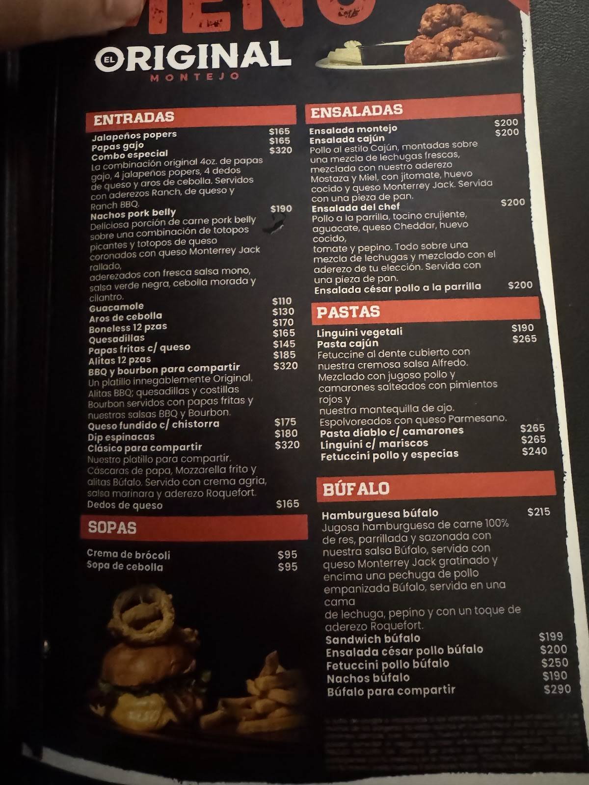 Carta del restaurante El Original Montejo - Royal Plaza, Merida