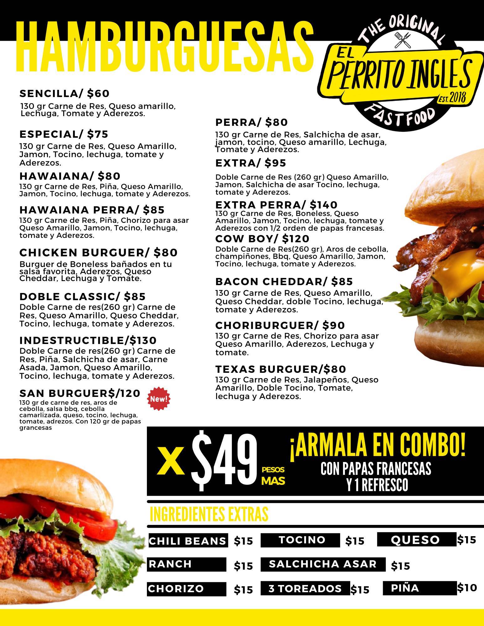 Menu at El Perrito Ingles restaurant, Ojinaga